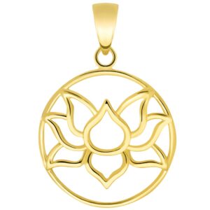 jewelry america 14k yellow gold round lotus charm padma flower pendant