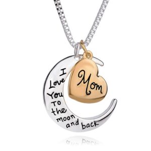 blerameng mother thanksgiving christmas gift necklace, i love you to the moon and back,valentine's day mother's day pendant for mother