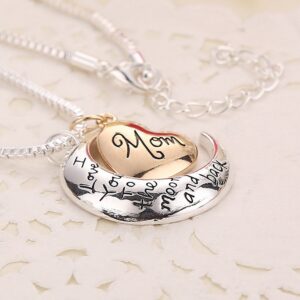 Blerameng Mother Thanksgiving Christmas Gift Necklace, I love you to the moon and back,Valentine's Day Mother's Day Pendant for Mother