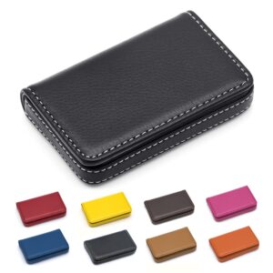 padike business name card holder luxury pu leather,business name card holder wallet credit card id case/holder for men & women - keep your business cards clean (black)