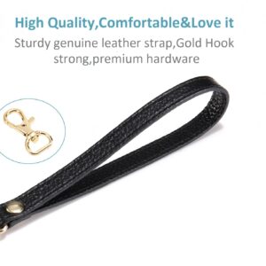 UTreers Wristlet Strap, Genuine Leather Keychain Wristlet KeyChain Hand Strap for Wallet Purse Clutch Cellphone Wristlet Key (A Black)