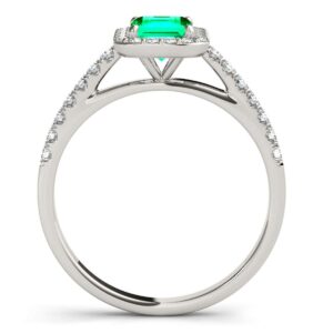 MauliJewels 0.9 Carat Diamond And Emerald Shape Emerald Bridal Set Ring 4-prong 10k White Gold