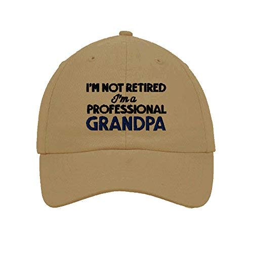 Soft Baseball Cap Retired Professional Grandpa Embroidery Grandpa Grandfather Funny Twill Cotton Embroidered Dad Hats for Men & Women Khaki Design Only