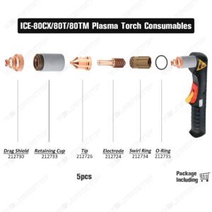 212726 Nozzle Tip for Miller Plasma Cutting Torch 80A ICE-80T ICE-80CX/TM ICE-100T ICE 100-TM PK-5