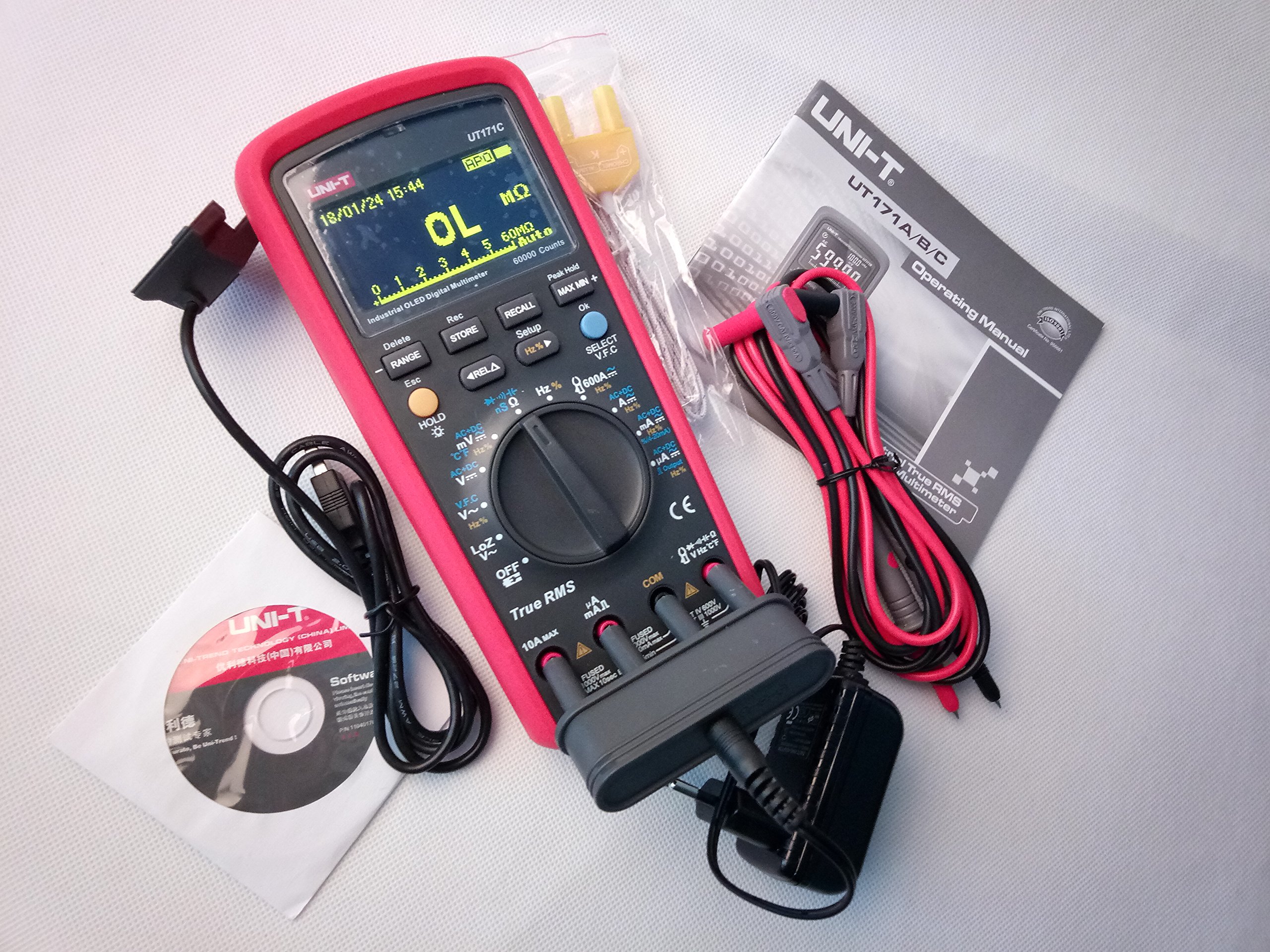 UNI-T Industrial Digital Multimeters UT171C OLED Counts 60000(EBTN) DC Voltage(V) AC Voltage(V) DC Current(A) AC Current(A) Resistance(Ω) Admittanc(S) Capacitance(F) Frequency(Hz) Temperature(°C)