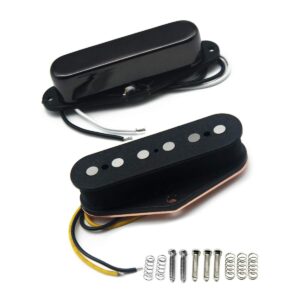 fleor alnico 5 guitar pickups tele bridge pickup w/neck pickup (black) fit fender telecaster pickups part