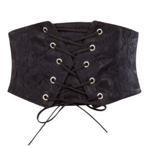 grace karin women's elastic wide waist belt tied corset cinch belt black underbust corset black m