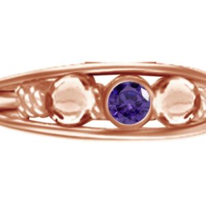 Wishrocks Round Cut Bezel Set Simulated Amethyst Fashion Toe Ring In 14k Rose Gold Over Sterling Silver Jewelry For Women