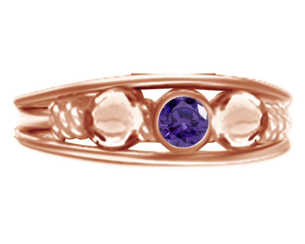 Wishrocks Round Cut Bezel Set Simulated Amethyst Fashion Toe Ring In 14k Rose Gold Over Sterling Silver Jewelry For Women