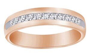 round shape (0.25 cttw) white natural diamond engagement wedding ring in 14k solid rose gold, size-11.5