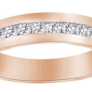 Round Shape (0.25 Cttw) White Natural Diamond Engagement Wedding Ring In 14K Solid Rose Gold, Size-11.5