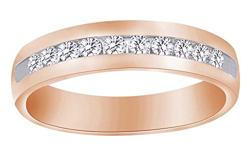 Round Shape (0.25 Cttw) White Natural Diamond Engagement Wedding Ring In 14K Solid Rose Gold, Size-11.5