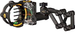 trophy ridge react h4 bow sight - 4 pin sight, tool less windage and elevation adustability, 2nd axis leveling, adjustable click light, black