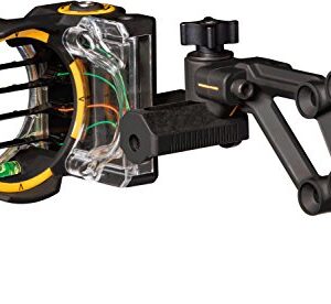 Trophy Ridge React H4 Bow Sight - 4 Pin Sight, Tool Less Windage and Elevation Adustability, 2nd Axis Leveling, Adjustable Click Light, Black