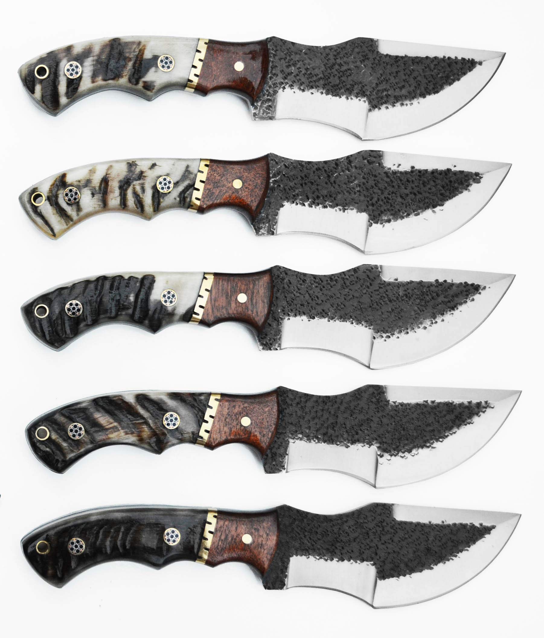 Whole Earth Supply D2 Tracker Hunting Knife Large Knives Survival Skinning Hammered Sheath Steel