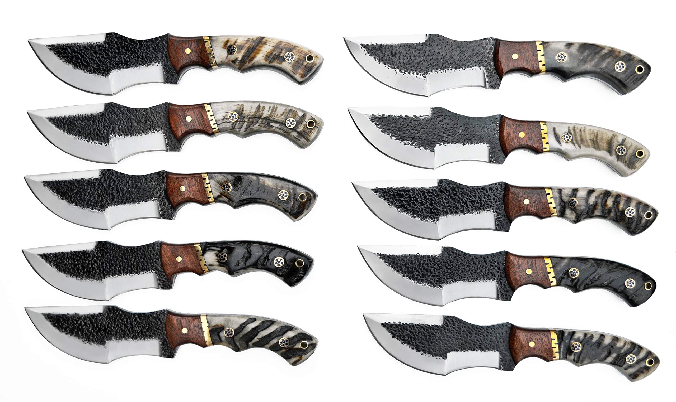 Whole Earth Supply D2 Tracker Hunting Knife Large Knives Survival Skinning Hammered Sheath Steel