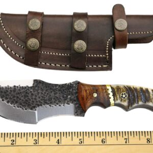 Whole Earth Supply D2 Tracker Hunting Knife Large Knives Survival Skinning Hammered Sheath Steel