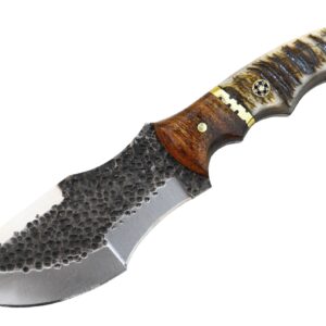 Whole Earth Supply D2 Tracker Hunting Knife Large Knives Survival Skinning Hammered Sheath Steel