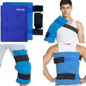 large gel ice pack wrap - ice packs for injuries reusable cold pack compress for swelling, sprains, bruises - large hot and cold therapy for hip, back, shoulder, knee replacement surgery - 11" x 14"