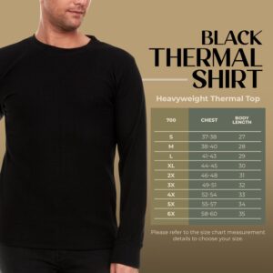 JMR Men's Thermal Shirt Heavy Weight Long Sleeve Waffle Crew Neck Top Underwear, Colors, Sizes (Black, Large)