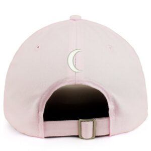 trendy apparel shop crescent moon (back) embroidered 100% cotton dad hat - light pink