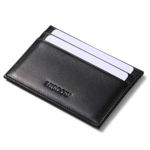 leather slim card holder, tiny small credit card wallet id case for men & women (black)