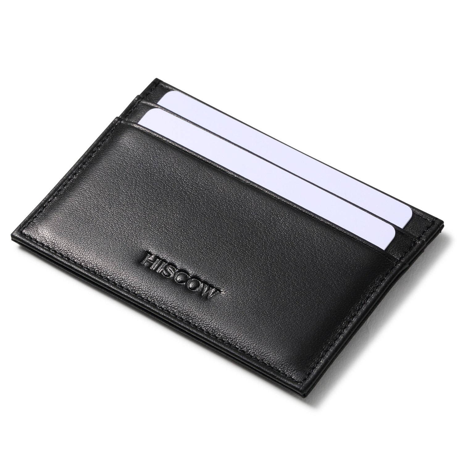 Leather Slim Card Holder, Tiny Small Credit Card Wallet ID Case for Men & Women (Black)