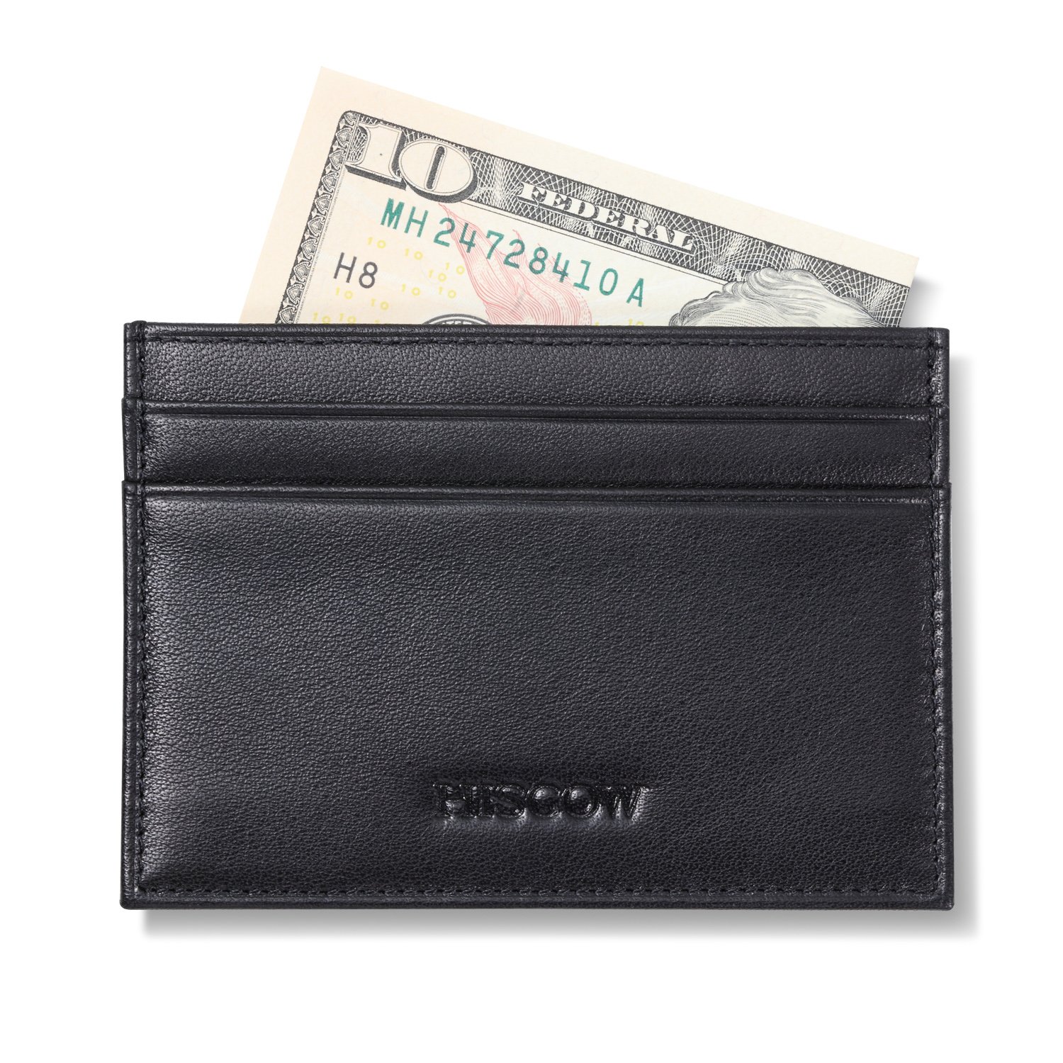 Leather Slim Card Holder, Tiny Small Credit Card Wallet ID Case for Men & Women (Black)