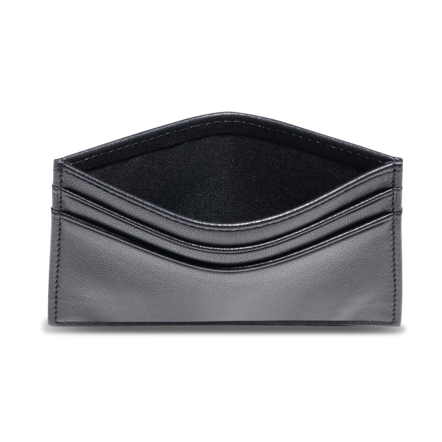 Leather Slim Card Holder, Tiny Small Credit Card Wallet ID Case for Men & Women (Black)