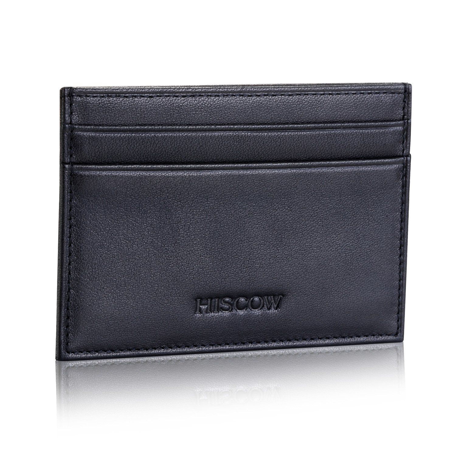 Leather Slim Card Holder, Tiny Small Credit Card Wallet ID Case for Men & Women (Black)