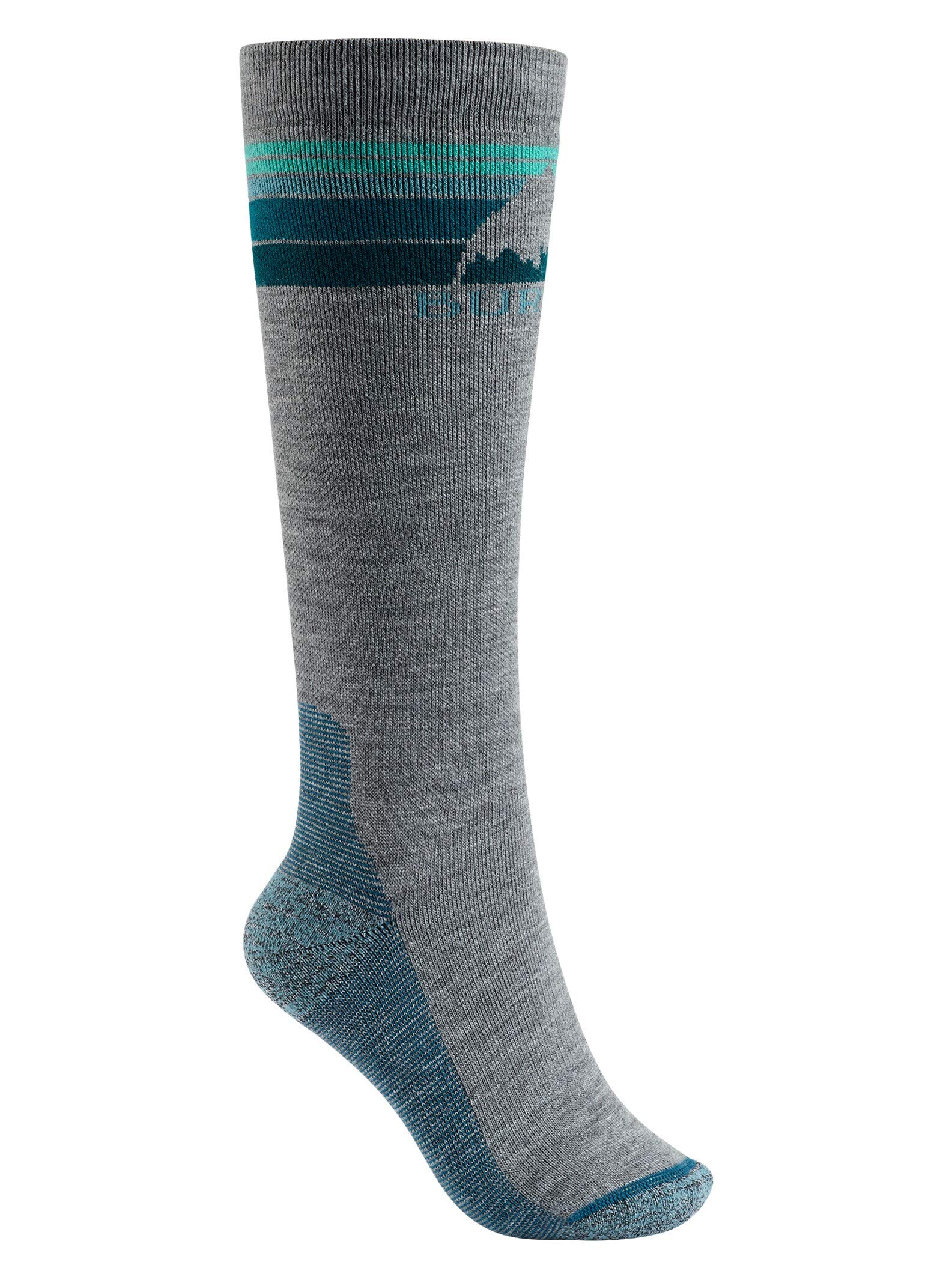 Burton Womens Emblem Midweight Sock, Gray Heather, SmallMedium