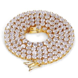 jinao 18k gold plated 1 row 4mm rhinestone iced out cubic zircon hiphop tennis necklace 20"