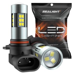 sealight h10/9145/9140 led fog light bulbs, 6000k xenon white, 27 smd chips, 360-degree illumination, non-polarity, pack of 2