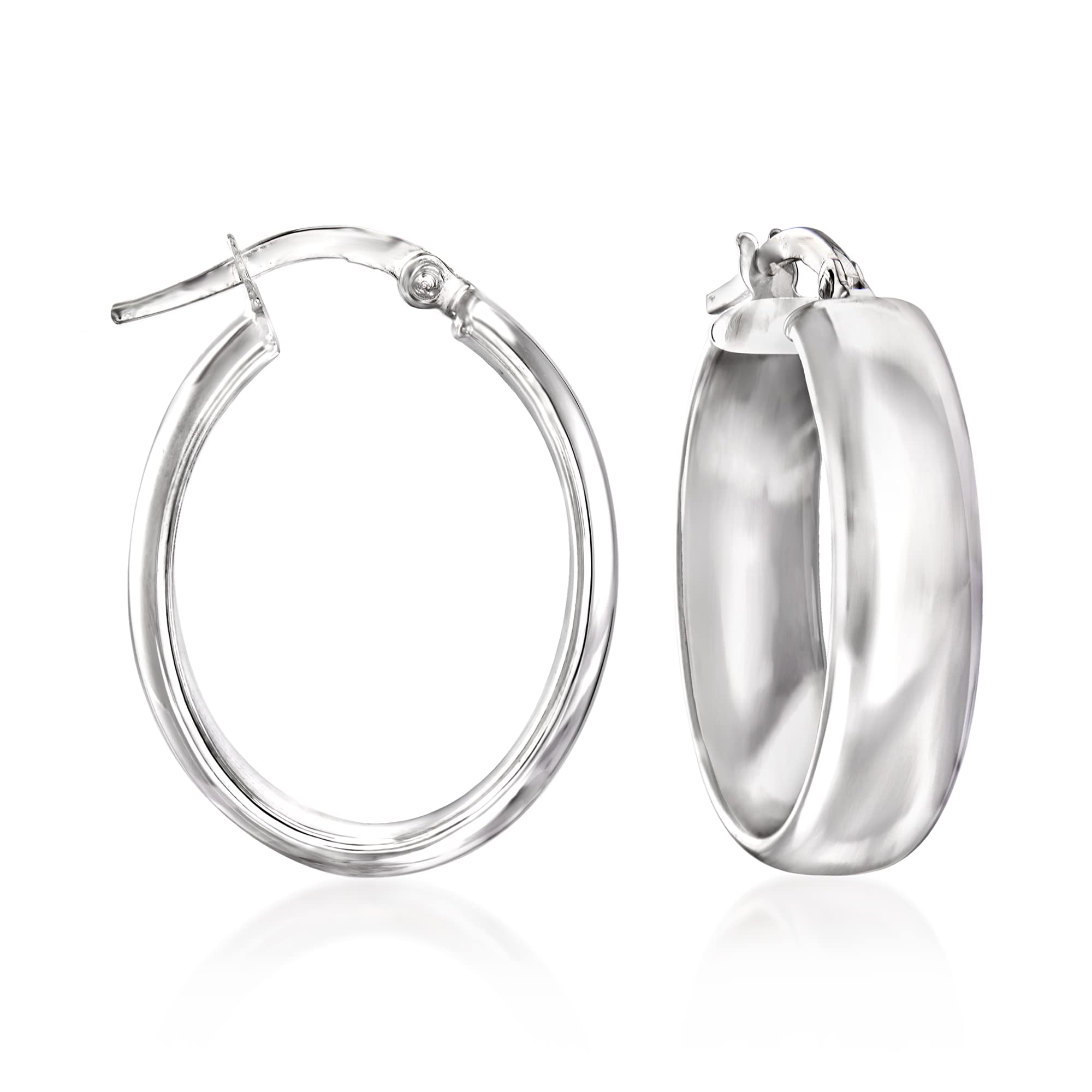 Ross-Simons Italian 14kt White Gold Wide Oval Hoop Earrings