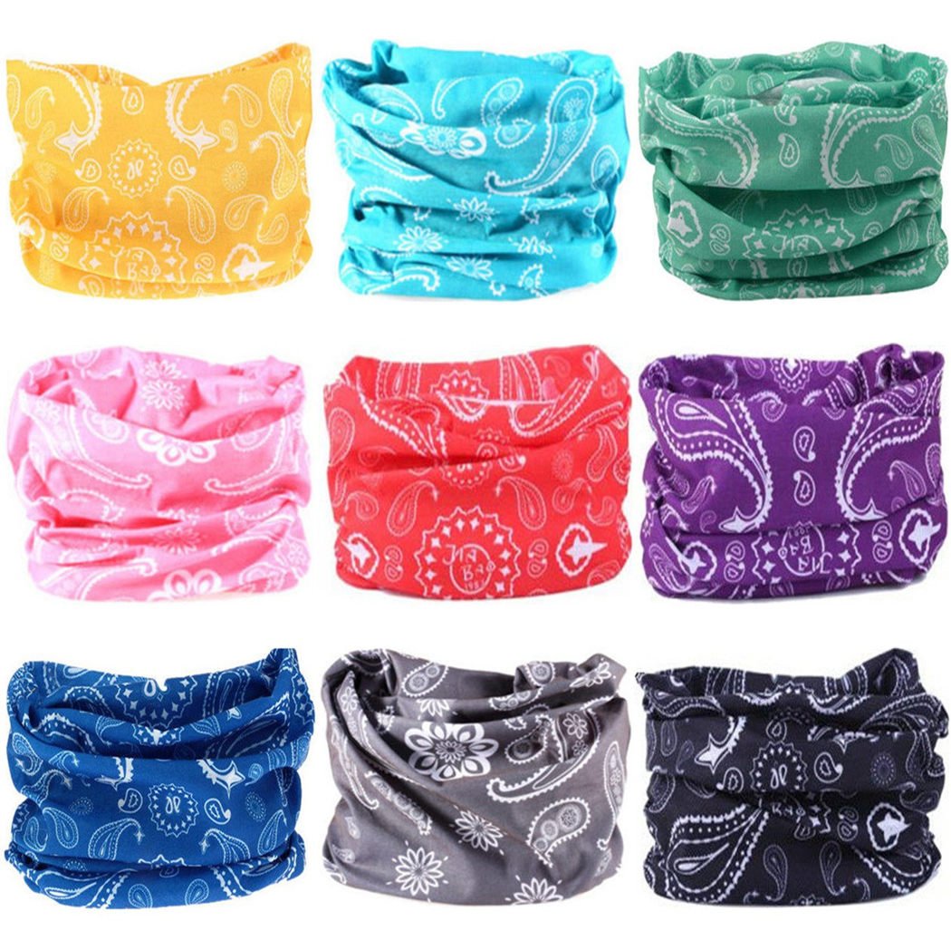 VANCROWN Headwear Wide Headbands Scarf Head Wrap Mask Neck Warmer (9PC.Paisley Series.1)