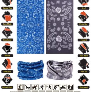 VANCROWN Headwear Wide Headbands Scarf Head Wrap Mask Neck Warmer (9PC.Paisley Series.1)