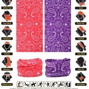 VANCROWN Headwear Wide Headbands Scarf Head Wrap Mask Neck Warmer (9PC.Paisley Series.1)