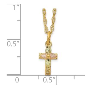 Diamond2Deal 10k Tri-Color Black Hills Gold Cross Necklace