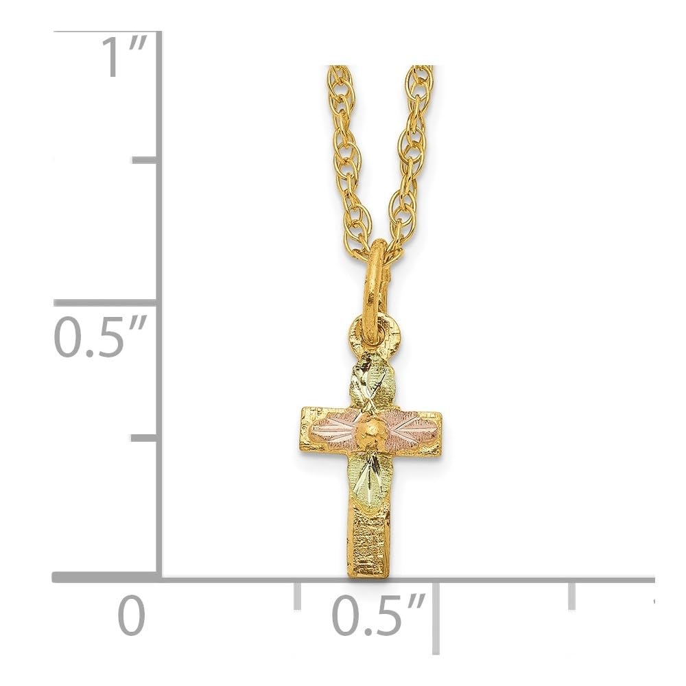 Diamond2Deal 10k Tri-Color Black Hills Gold Cross Necklace