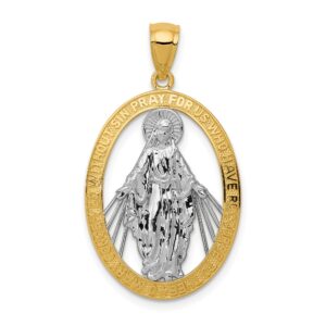 icecarats 14k yellow gold our lady of miraculous medal blessed virgin mary necklace charm pendant only