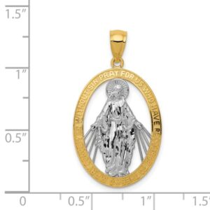 IceCarats 14K Yellow Gold Our Lady of Miraculous Medal Blessed Virgin Mary Necklace Charm Pendant Only