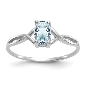 icecarats 14k white gold blue aquamarine ring march birthstone jewelry size 7