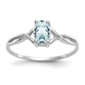 IceCarats 14K White Gold Blue Aquamarine Ring March Birthstone Jewelry Size 7