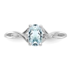 IceCarats 14K White Gold Blue Aquamarine Ring March Birthstone Jewelry Size 7