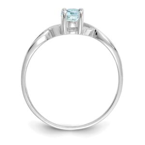 IceCarats 14K White Gold Blue Aquamarine Ring March Birthstone Jewelry Size 7