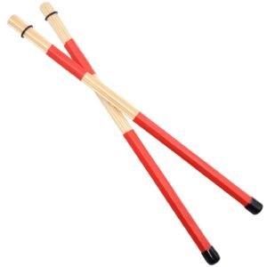 jazz drum sticks brushes drumsticks made of bamboo. (red)