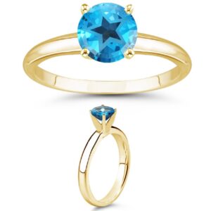 vogati 4.70-5.40 cts of 10 mm aaa texas star cut swiss blue topaz ring in 14k yellow gold-9.0