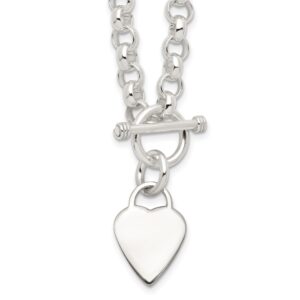 icecarats 925 sterling silver engraveable heart love disc link chain necklace toggle clasp