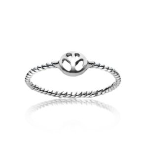 hoops & loops sterling silver dainty peace sign thin twist band ring, size 7