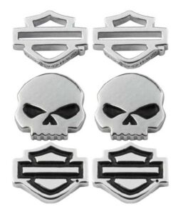 harley-davidson women's bar & shield/skull stud earrings set - 3 styles hds0005